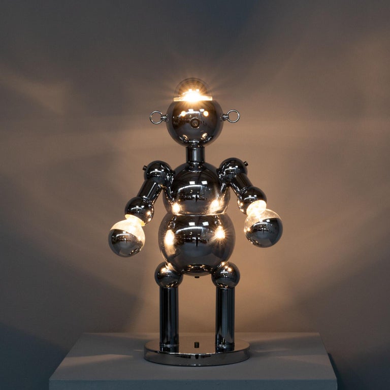 1970s Sculptural Chrome Robot Table Lamp for Torino For Sale at 1stDibs