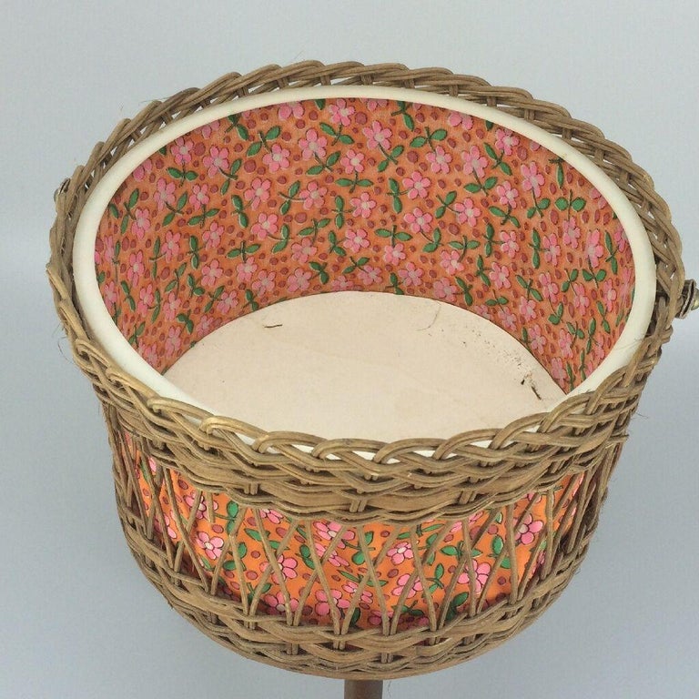 70s Sewing Box Sewing Basket Utensilio Wood Mesh Space Age Mid Century ...