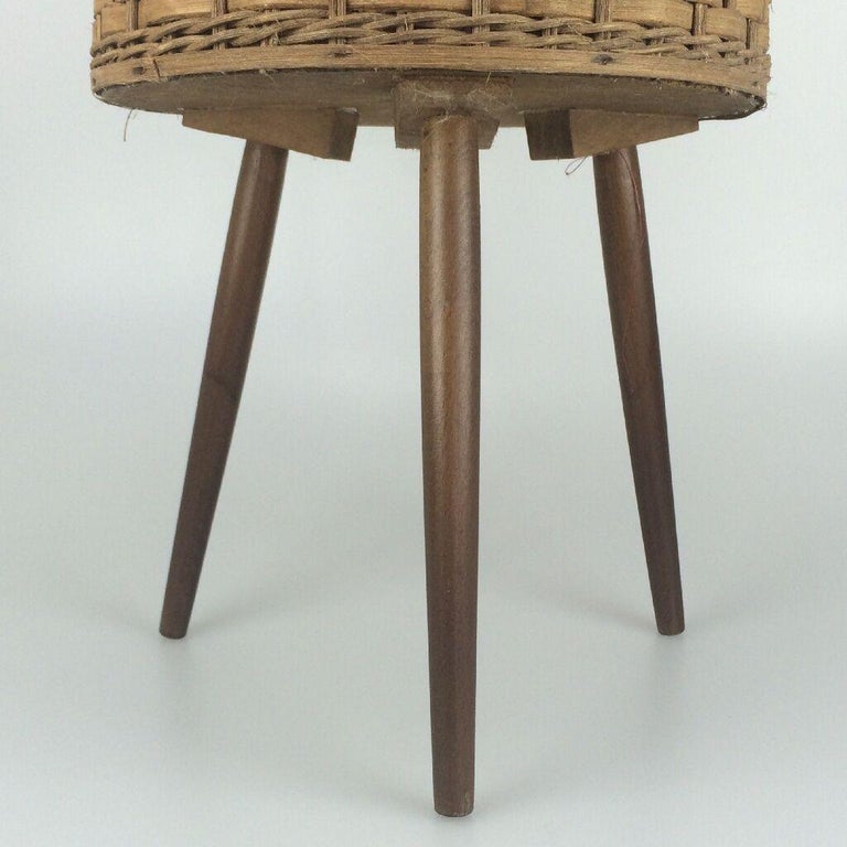 70s Sewing Box Sewing Basket Utensilio Wood Mesh Space Age Mid Century ...