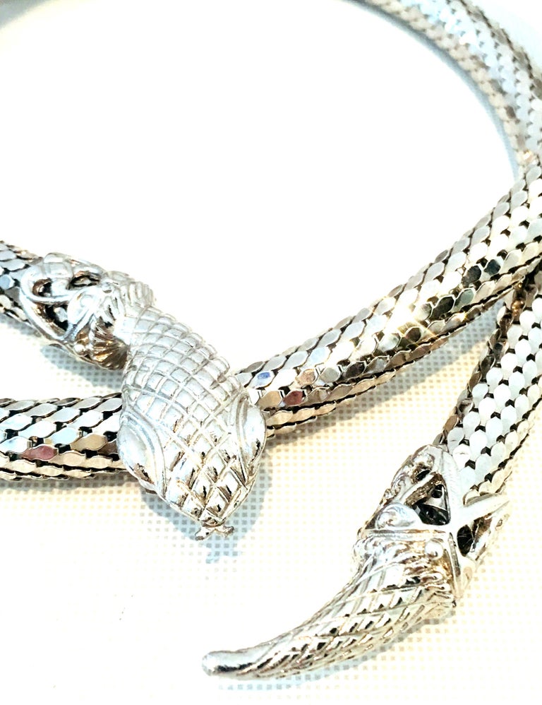 70's Silver Metal Mesh Coil Snake Necklace By, Whiting and Davis at ...