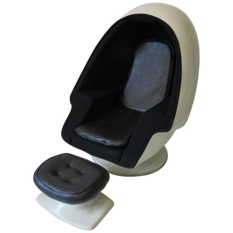 70''s Space Age Stereo Egg Chair w/ Ottoman by Lee West Co. at 1stDibs