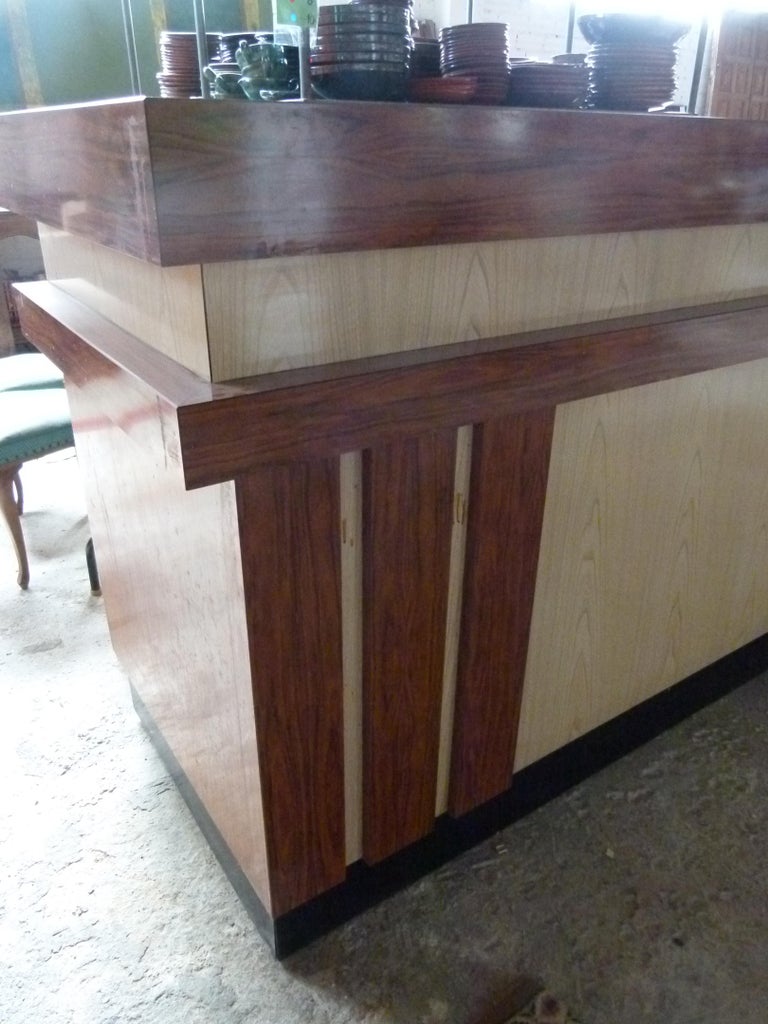 70's Style Formica Bar Counter in Dark and Light Wood Colors at 1stDibs