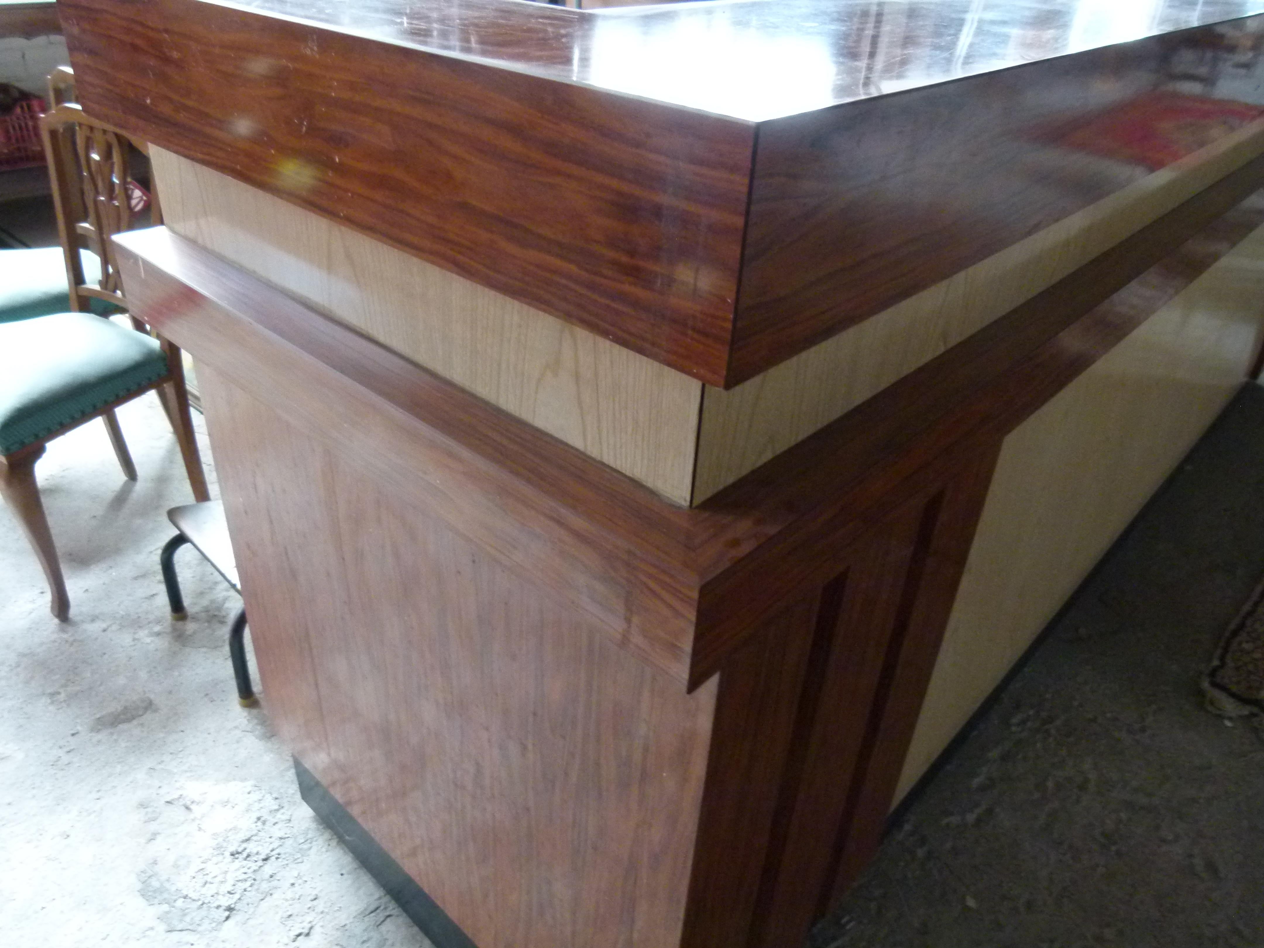 70's Style Formica Bar Counter in Dark and Light Wood Colors at 1stDibs
