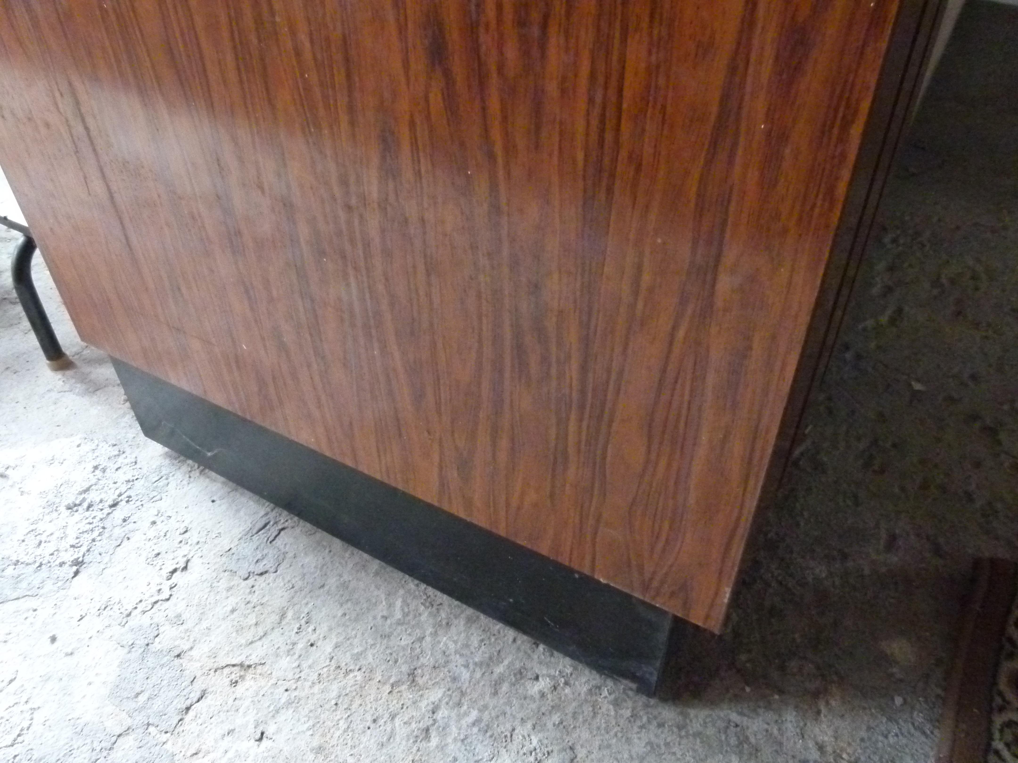70's Style Formica Bar Counter in Dark and Light Wood Colors at 1stDibs