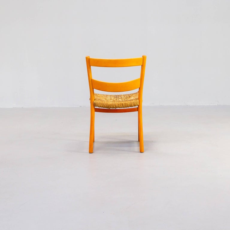 70s Teak and wicker dining chair set/6 For Sale at 1stDibs