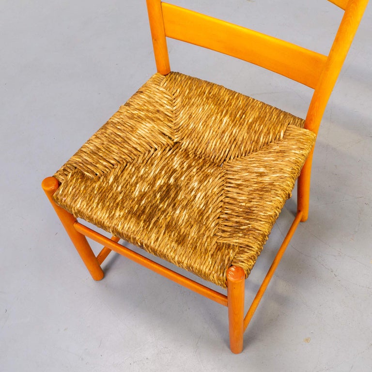 70s Teak and wicker dining chair set/6 For Sale at 1stDibs