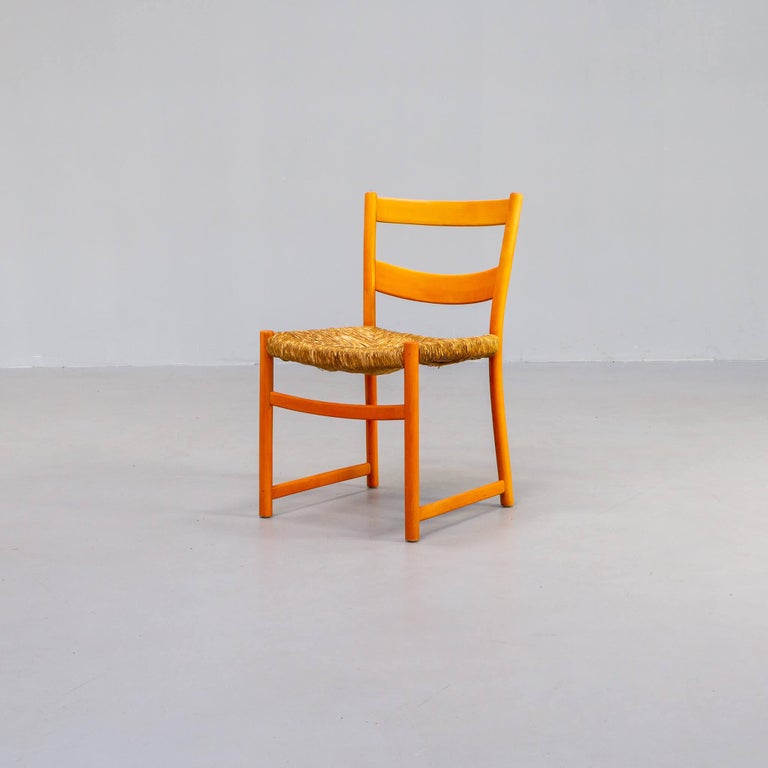70s Teak and wicker dining chair set/6 For Sale at 1stDibs