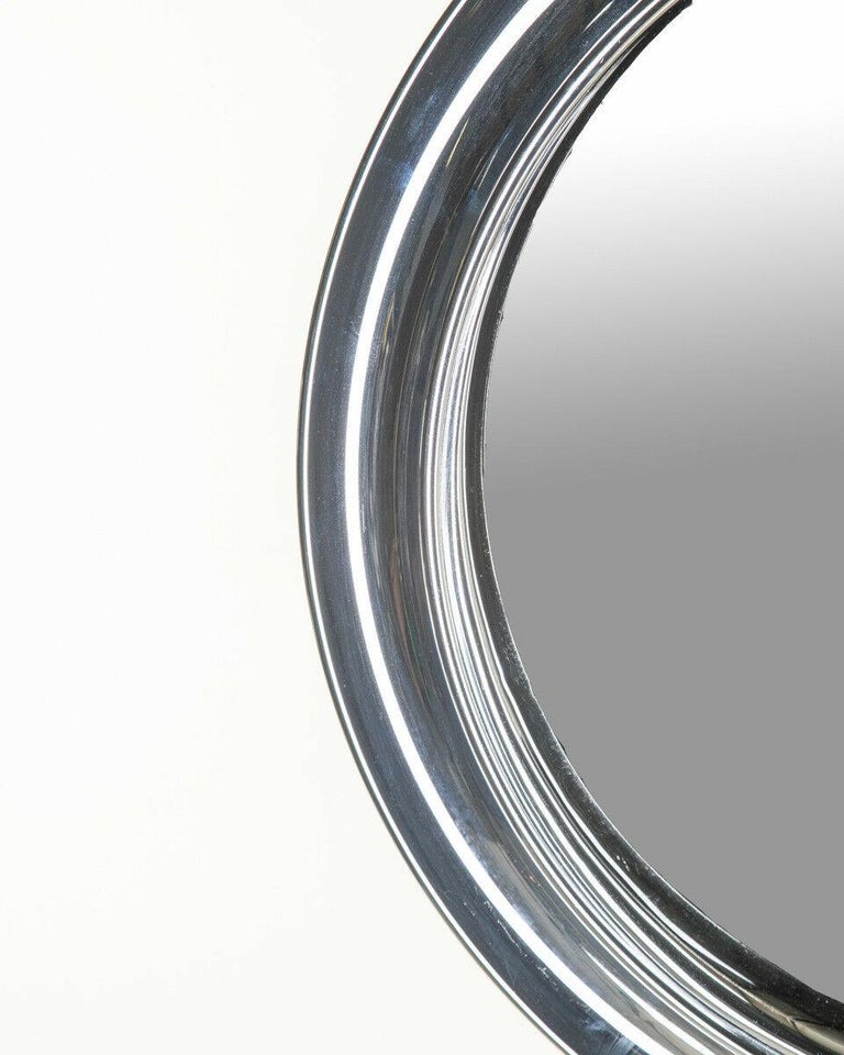 70s Vintage Round Mirror in Chrome metal Italian Design at 1stDibs
