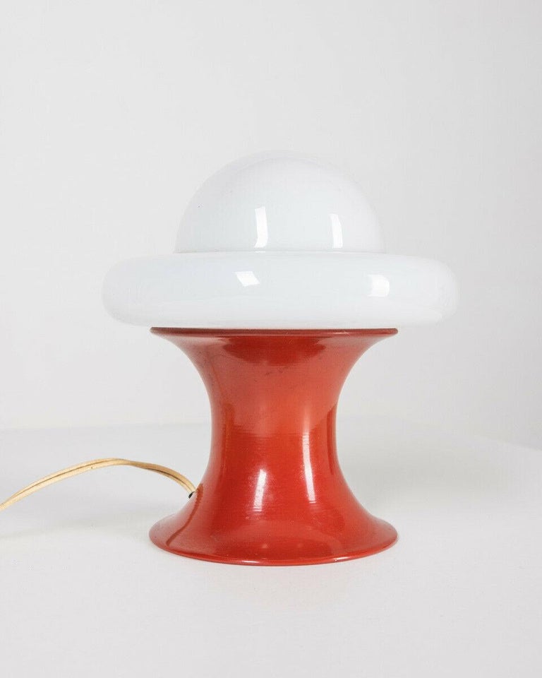 70s Vintage Table Lamp in Red Metal and glass Italian Design For Sale ...