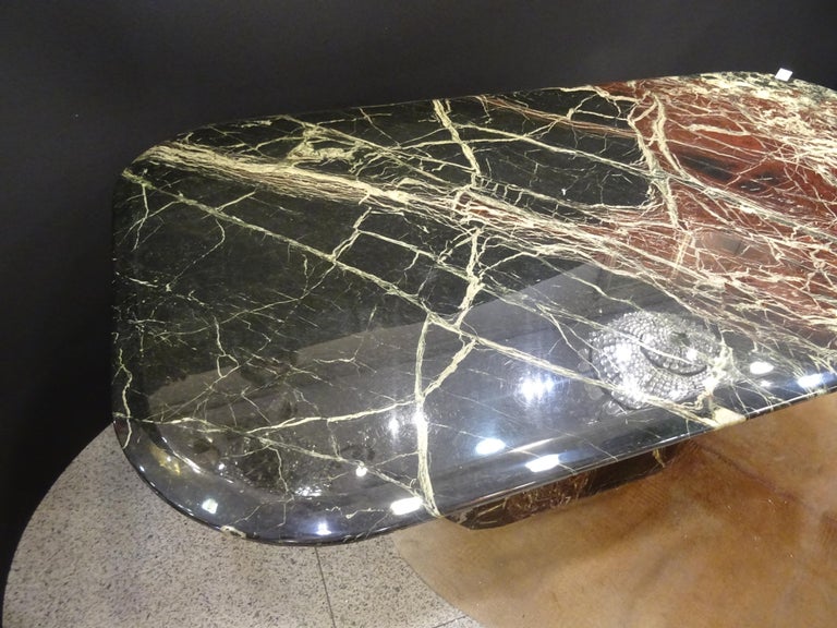 1970s Willy Rizzo for Roche Bobois Black, White and Burgondy Marble ...