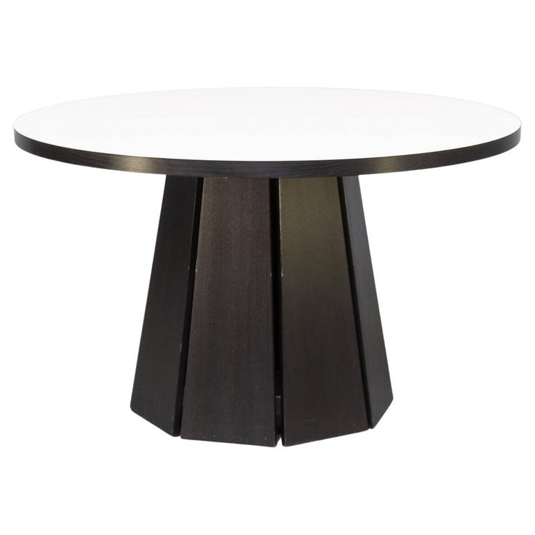 70s Wooden Round Laminated Dining Table For Sale at 1stDibs