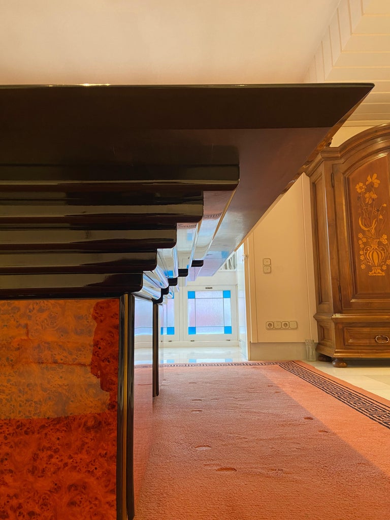 70th century Willy Rizzo workshop Wood , black lacquer Dining table ...