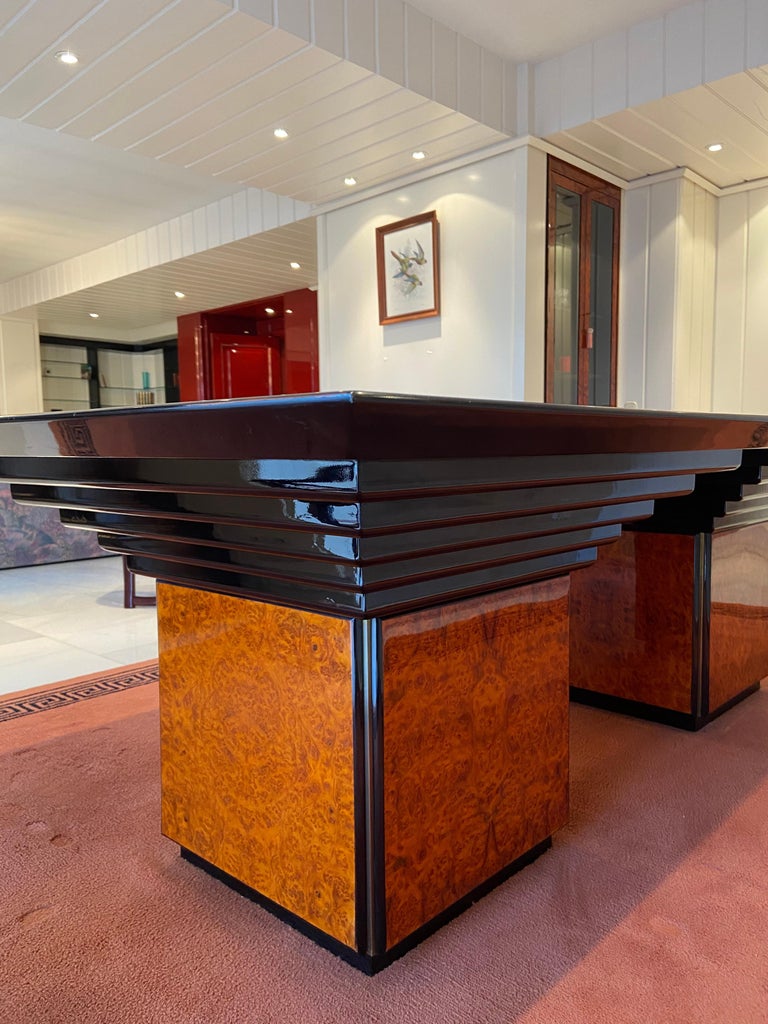 70th century Willy Rizzo workshop Wood , black lacquer Dining table ...