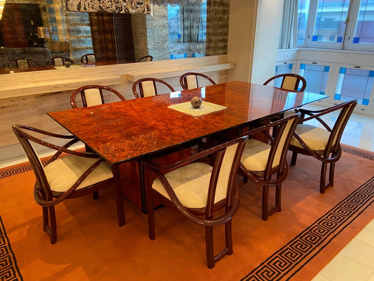 70th century Willy Rizzo workshop Wood , black lacquer Dining table ...