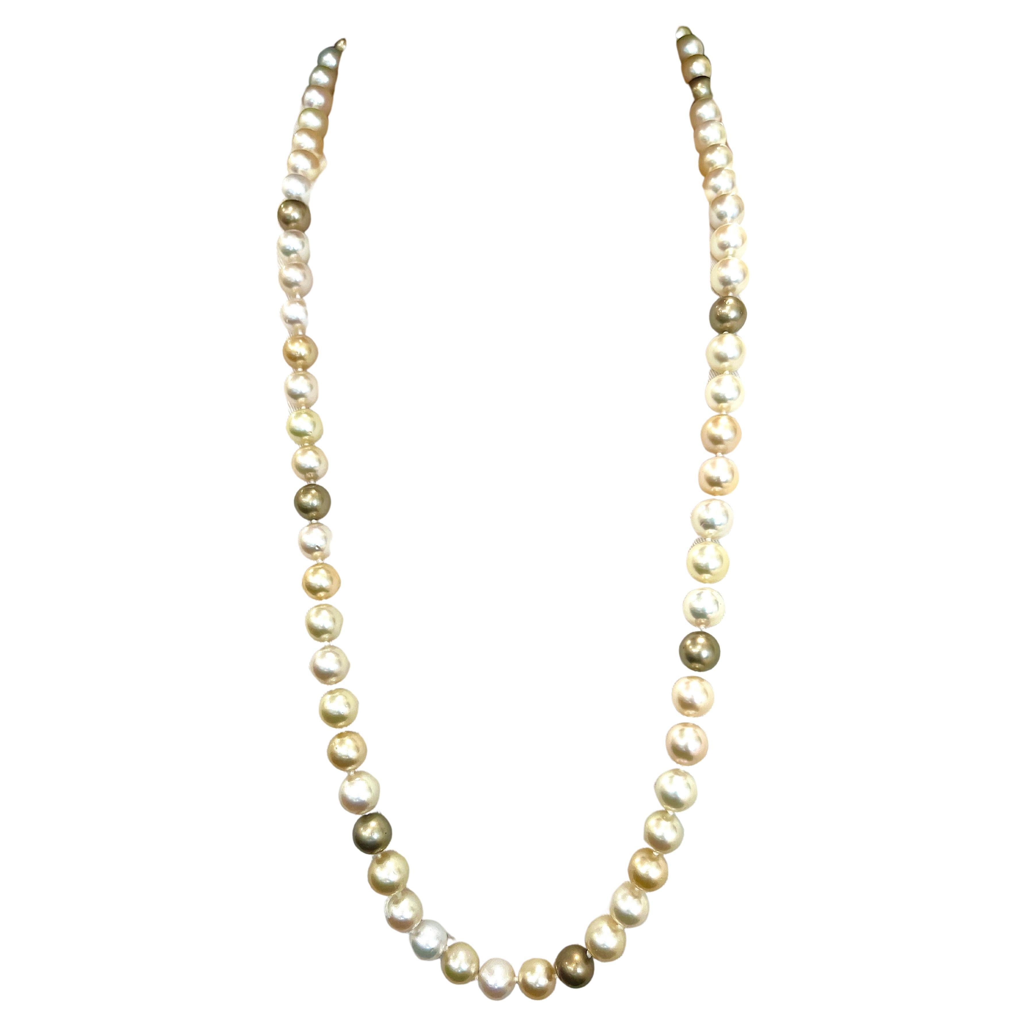 71 count Natural Multi-Color Pearl Necklace For Sale at 1stDibs