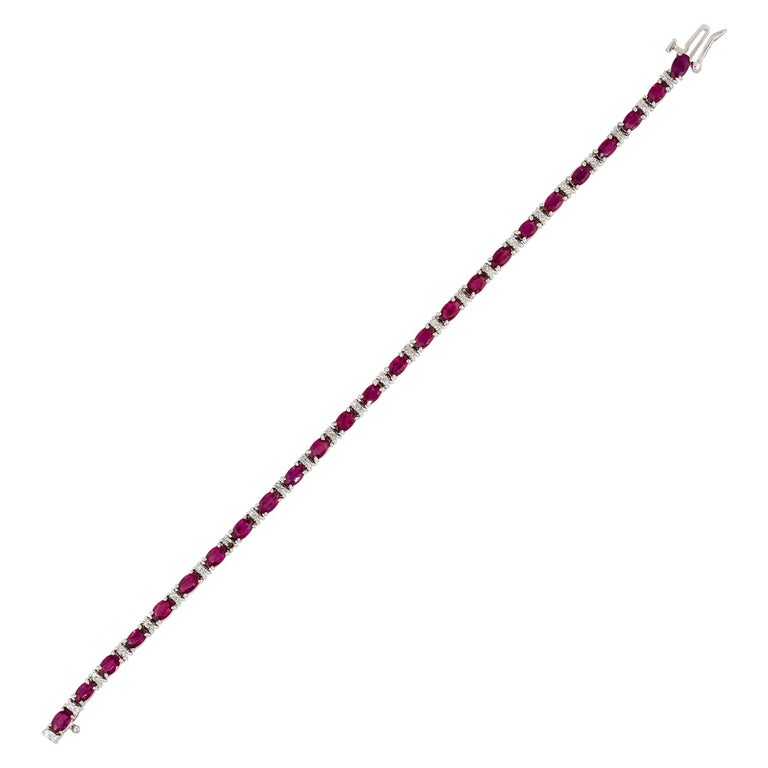 7.10 Carat Oval Ruby Bracelet with Diamonds 18 Karat in Stock For Sale ...