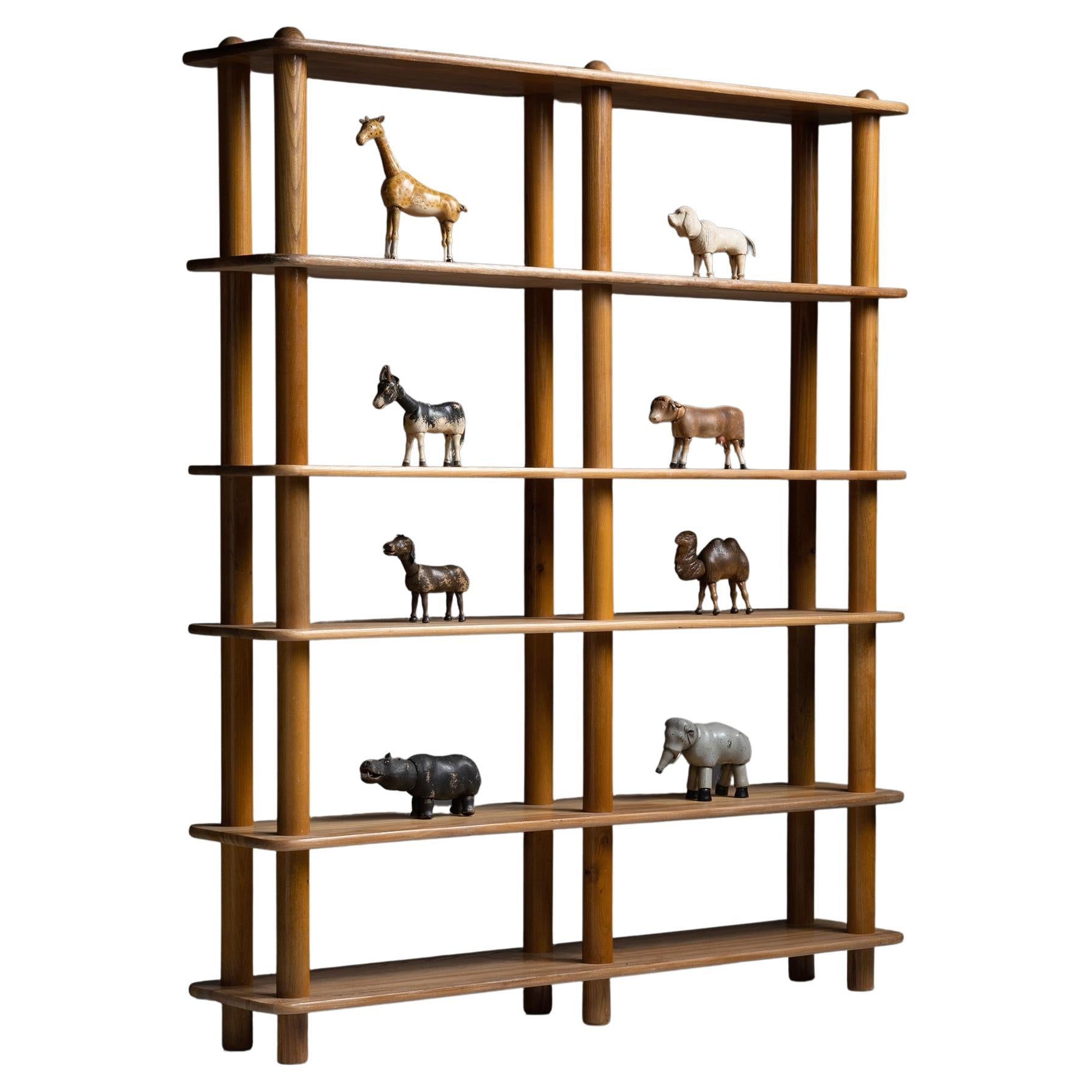 72 Inch Tall Elm Shelving Unit, France circa 1970 at 1stDibs