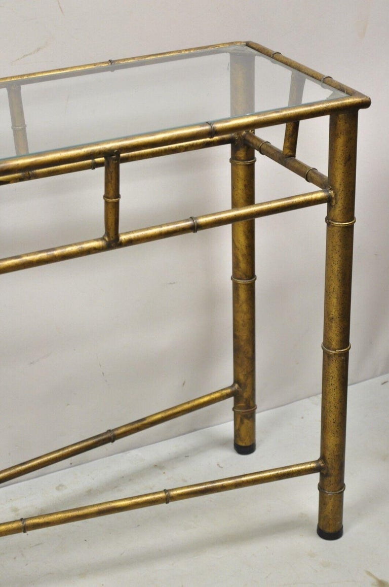 Italian Hollywood Regency Faux Bamboo Metal Lounge Console Sofa Table ...