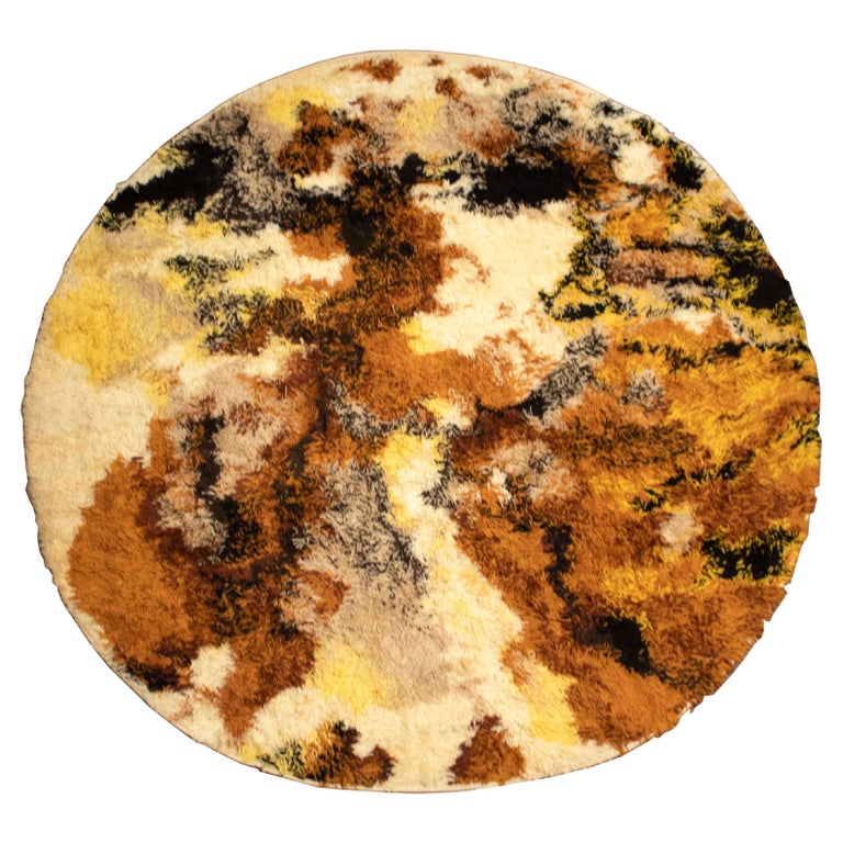 Round Vintage Shag Wool Rug by English Hayim Contemporary Modern For ...