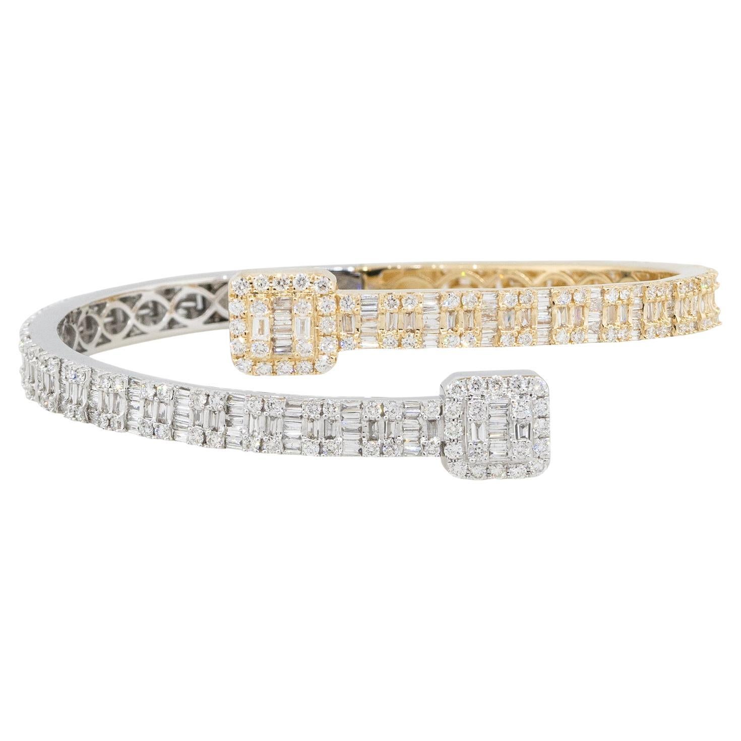 Sapphire and Pave Diamond Cluster Bangle For Sale at 1stDibs