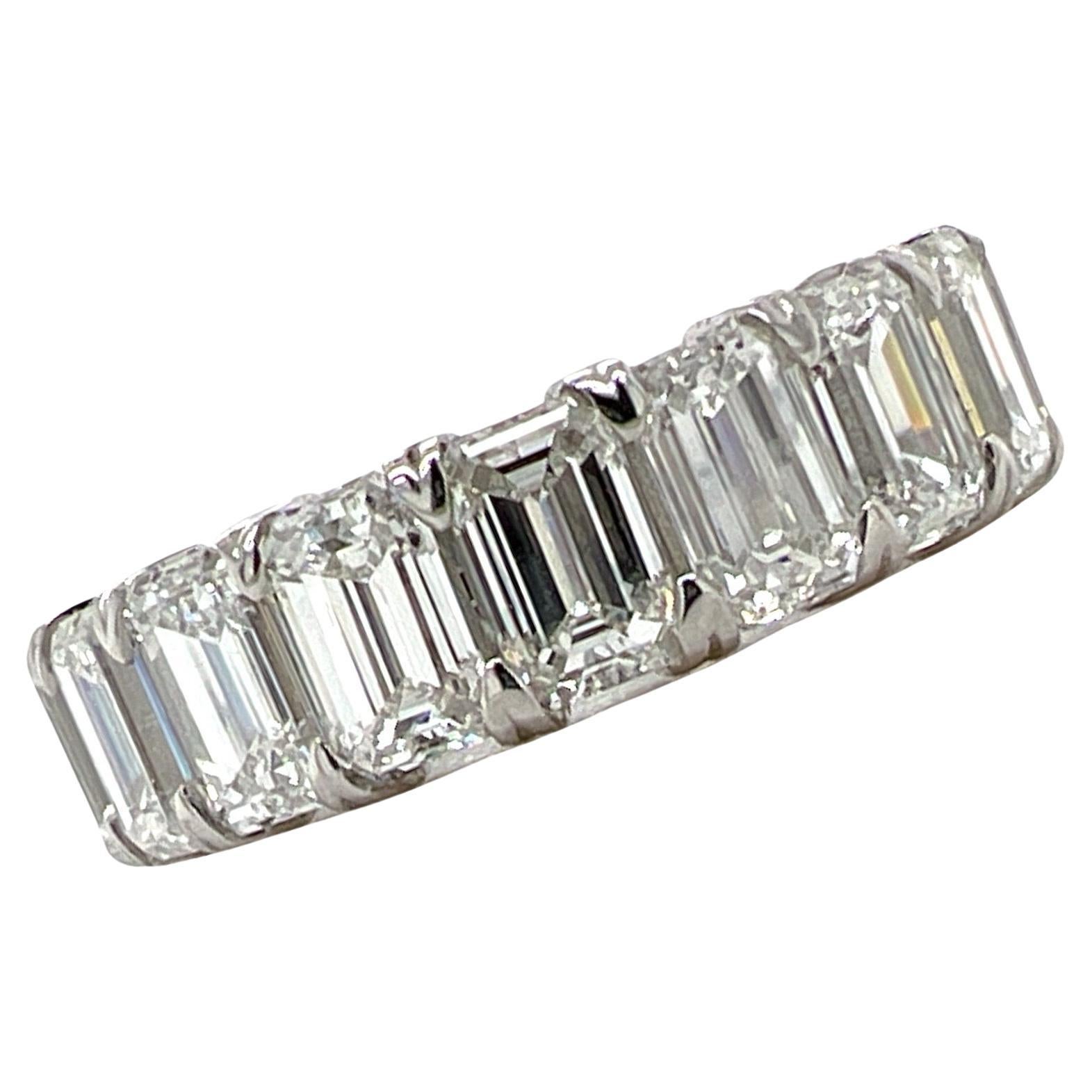 Graff 11.38 Carat Emerald Cut Diamond Eternity Band Box and Papers at ...