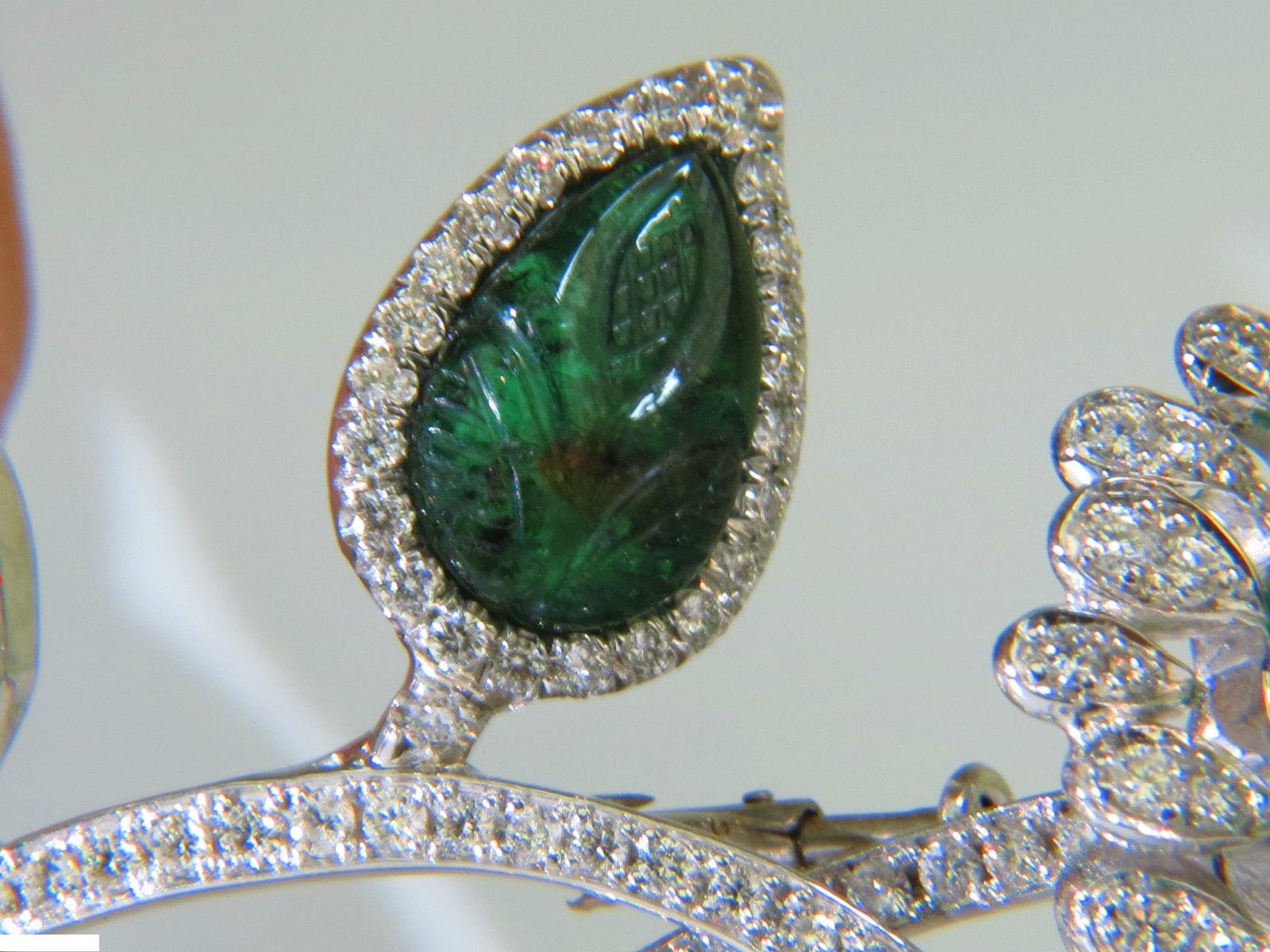 72.96 Carat Venus Fly Trap Natural Emerald Diamonds Brooch 18 Karat at ...