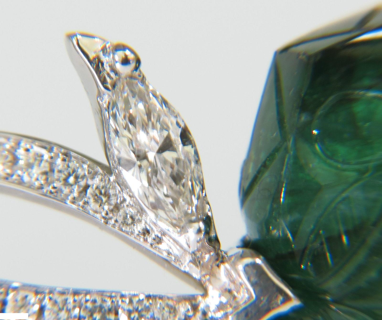 72.96 Carat Venus Fly Trap Natural Emerald Diamonds Brooch 18 Karat at 1stDibs