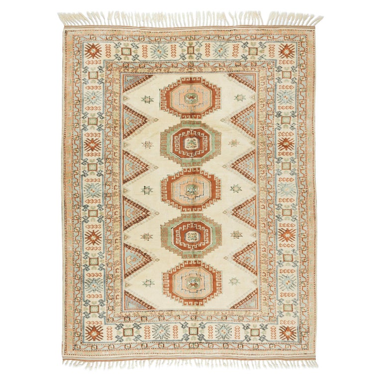 7.2x9.2 Ft Turkish Handmade Unique Rug, Vintage Carpet with Geometric ...