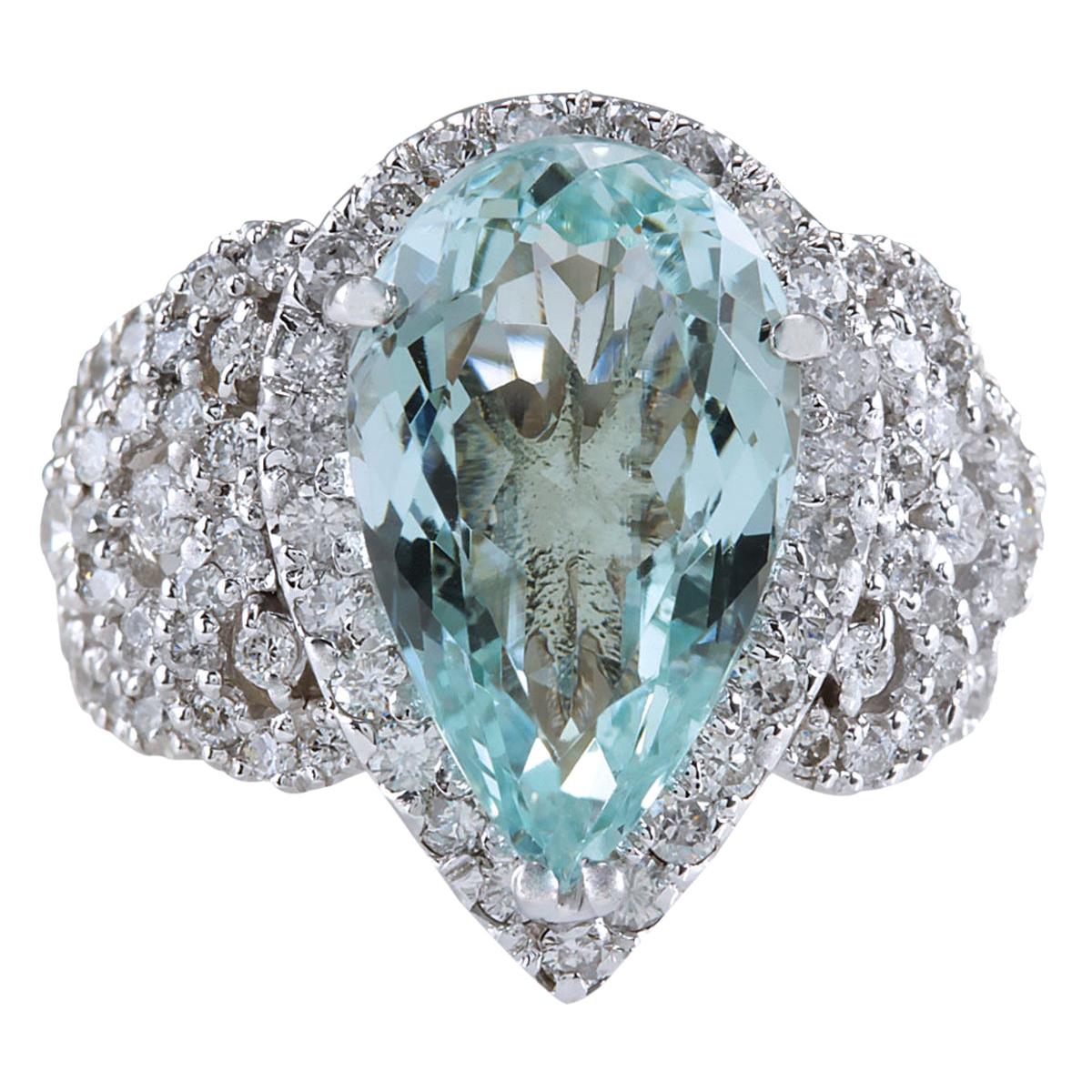 7.30 Carats Natural Red Ruby and Diamond 14K Solid White Gold Ring For ...