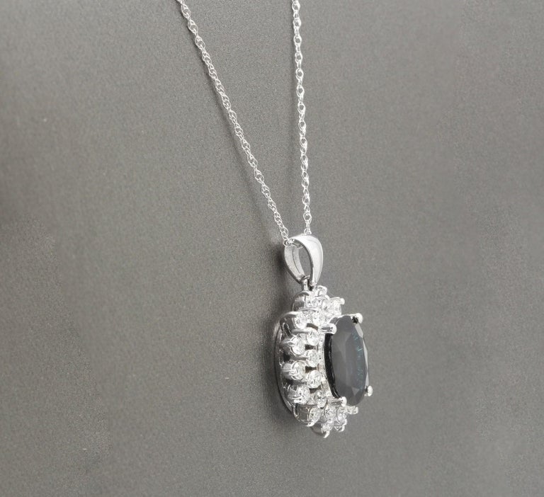 7.30Ct Natural Sapphire and Diamond 14K Solid White Gold Necklace For ...