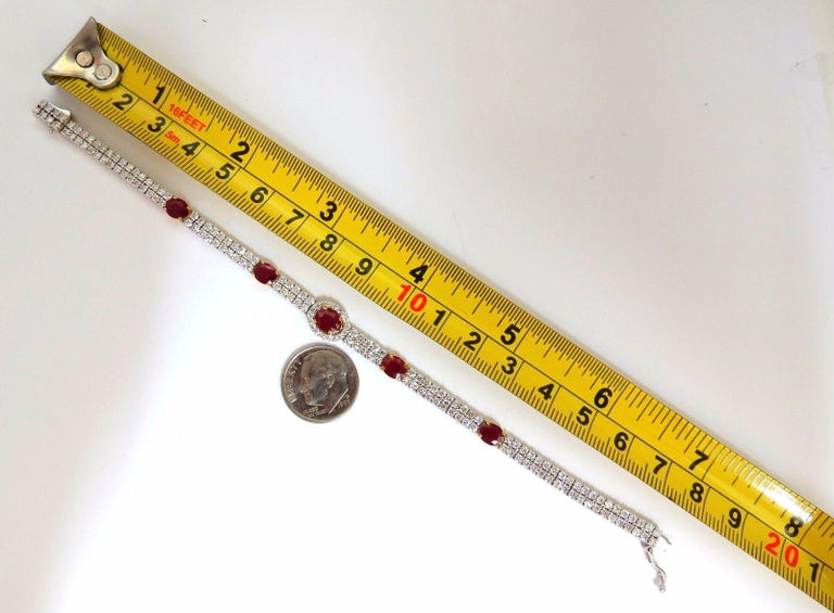 7.34ct natural ruby diamonds bracelet regency deco 14kt double row ...