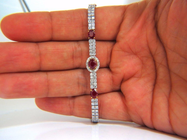 7.34ct natural ruby diamonds bracelet regency deco 14kt double row ...