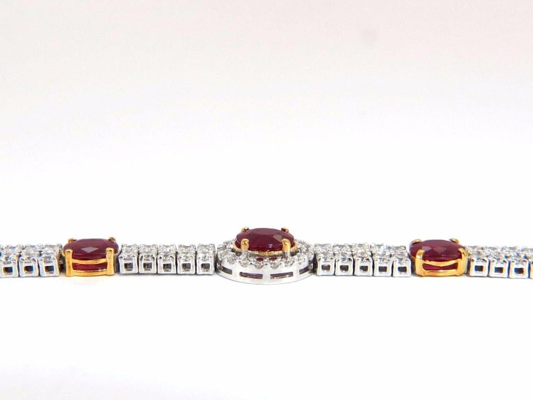7.34ct natural ruby diamonds bracelet regency deco 14kt double row ...