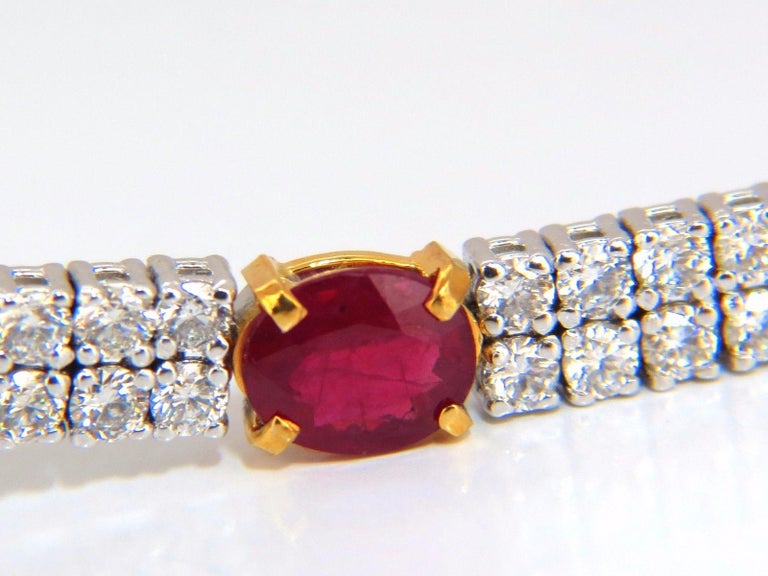7.34ct natural ruby diamonds bracelet regency deco 14kt double row ...