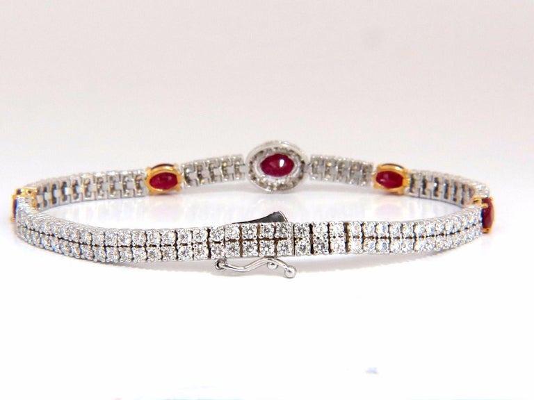 7.34ct natural ruby diamonds bracelet regency deco 14kt double row ...