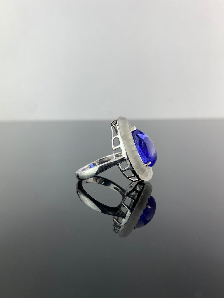 7.35 Carat Tanzanite and Rock Crystal Cocktail Ring For Sale at 1stDibs