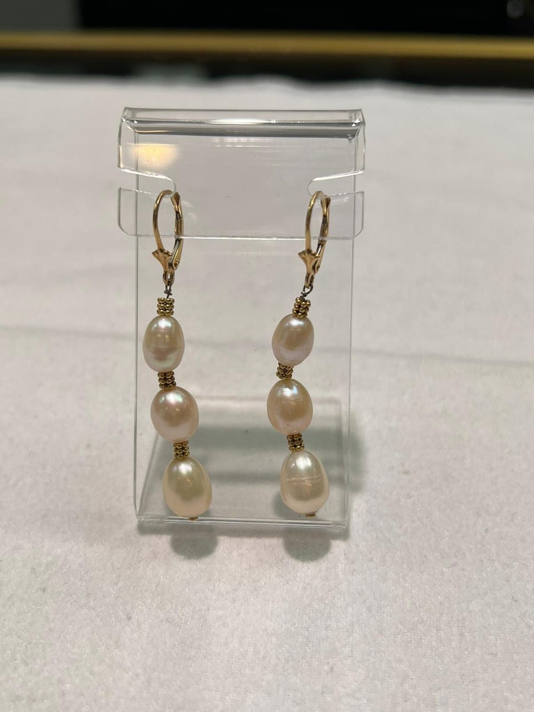 3pcs of Australian Pearls with 14k Yellow Gold Lever Clasp For Sale at ...