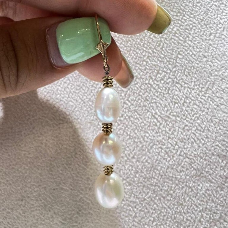 3pcs of Australian Pearls with 14k Yellow Gold Lever Clasp For Sale at ...