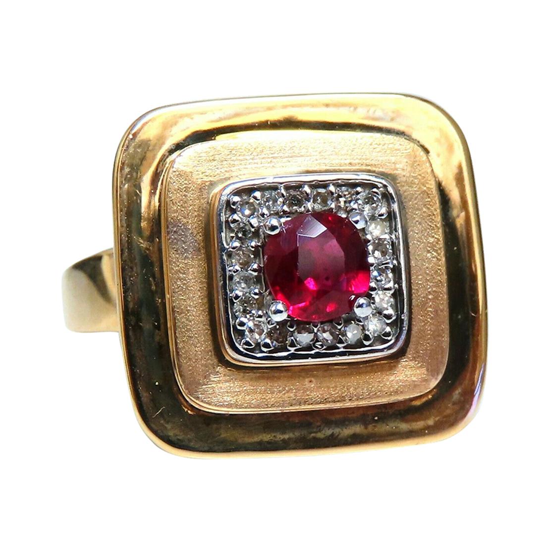 .74 Carat Chinese Pagoda Vintage Natural Ruby Ring 14 Karat For Sale at ...
