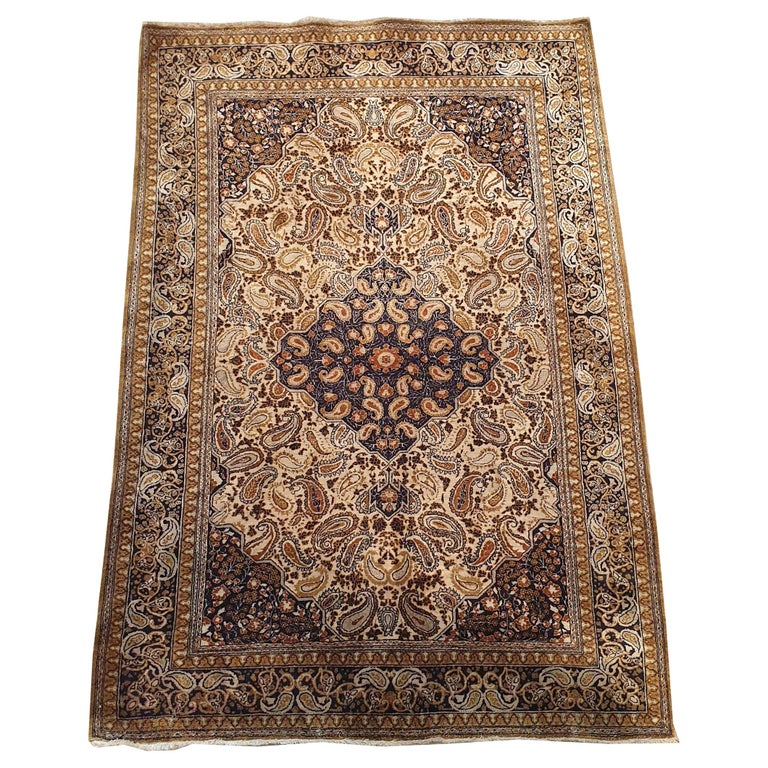 740 - Beautiful Vintage Silk Qom Rug For Sale at 1stDibs