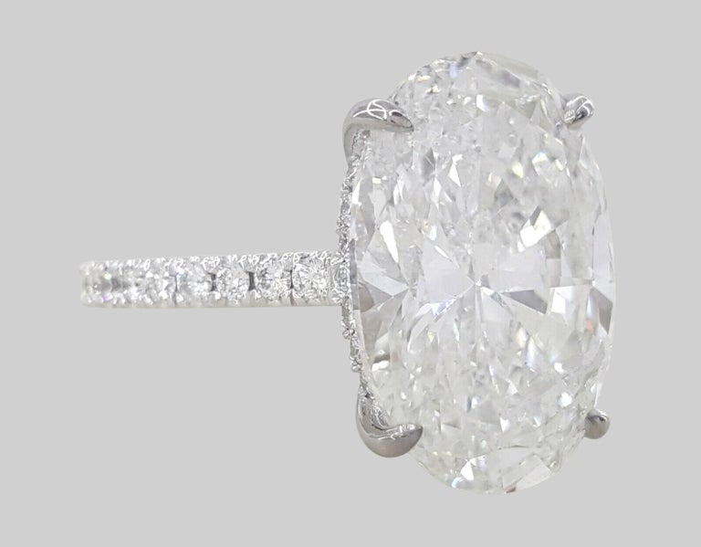GIA Certified 7 Carat Oval Diamond Ring Pave Ring For Sale at 1stDibs