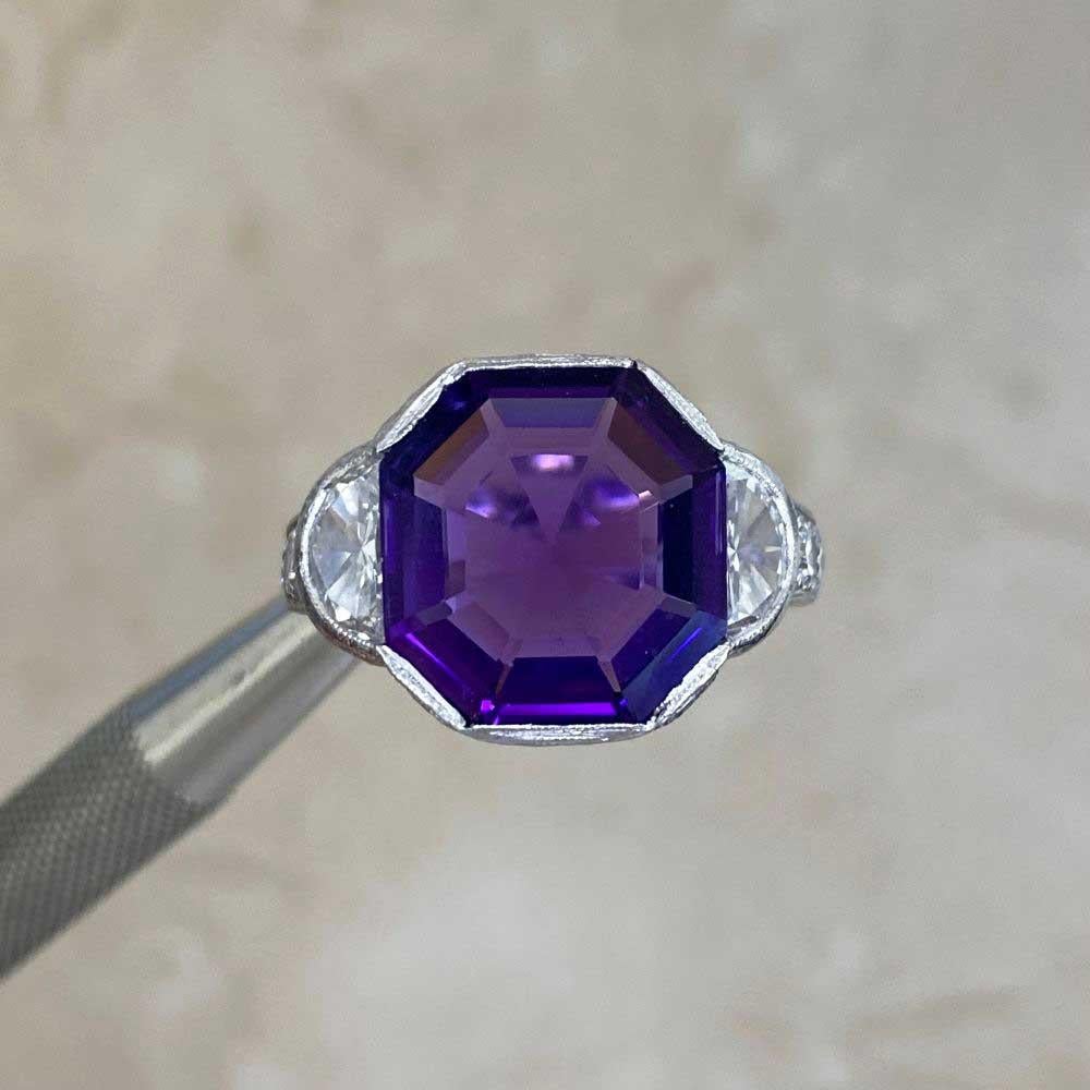 7.42ct Hexagon Cut Amethyst Cocktail Ring, Platinum For Sale at 1stDibs