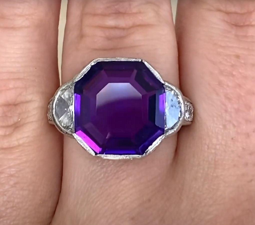 7.42ct Hexagon Cut Amethyst Cocktail Ring, Platinum For Sale at 1stDibs
