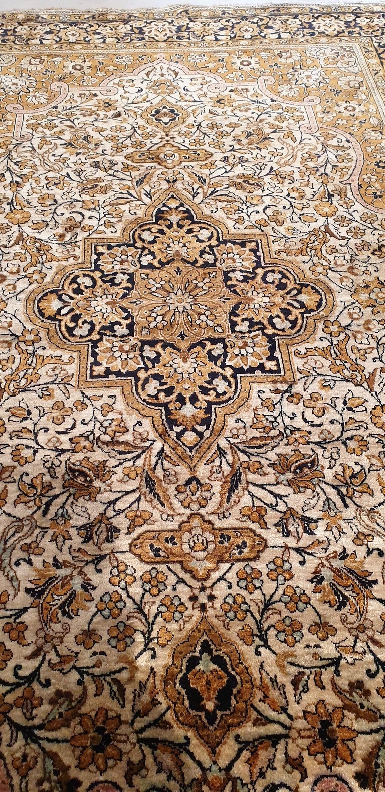 746 - Beautiful Vintage Qom Silk Rug For Sale at 1stDibs