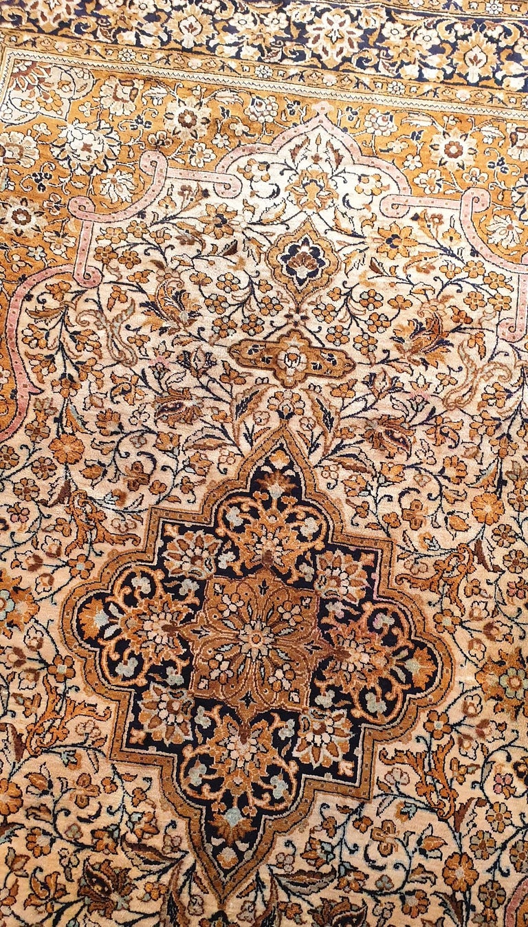 746 - Beautiful Vintage Qom Silk Rug For Sale at 1stDibs