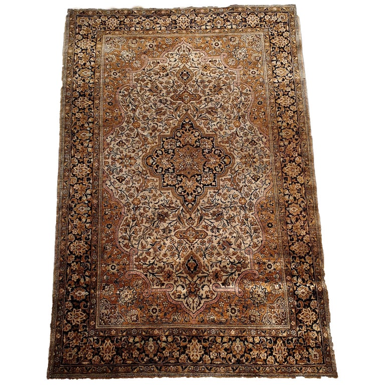 746 - Beautiful Vintage Qom Silk Rug For Sale at 1stDibs