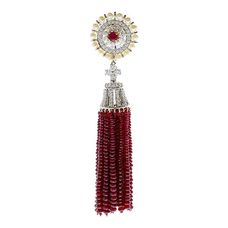 Erte “Salome” Brooch Pendant and Bead Necklace at 1stDibs