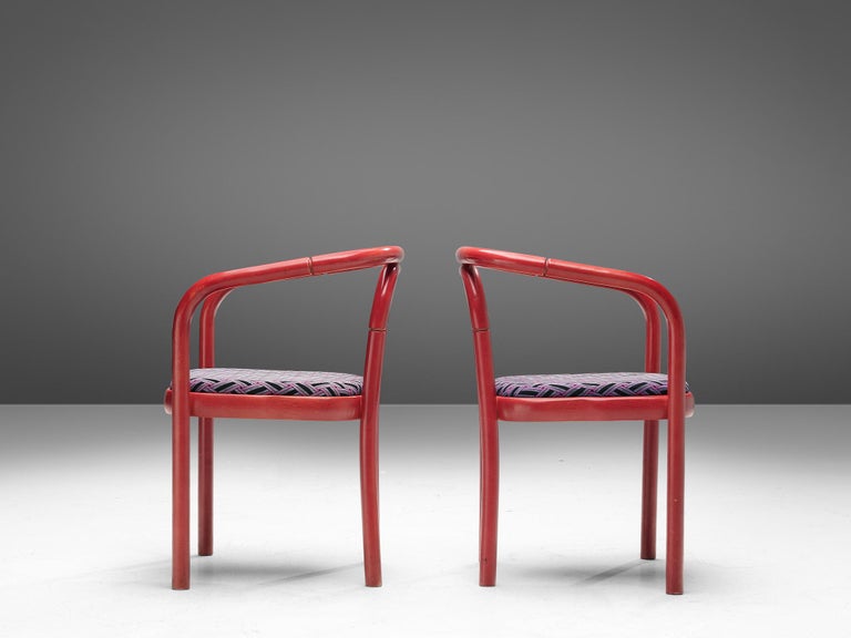 Large Set of Ton Chairs with Red Wooden Frames +75 For Sale at 1stDibs
