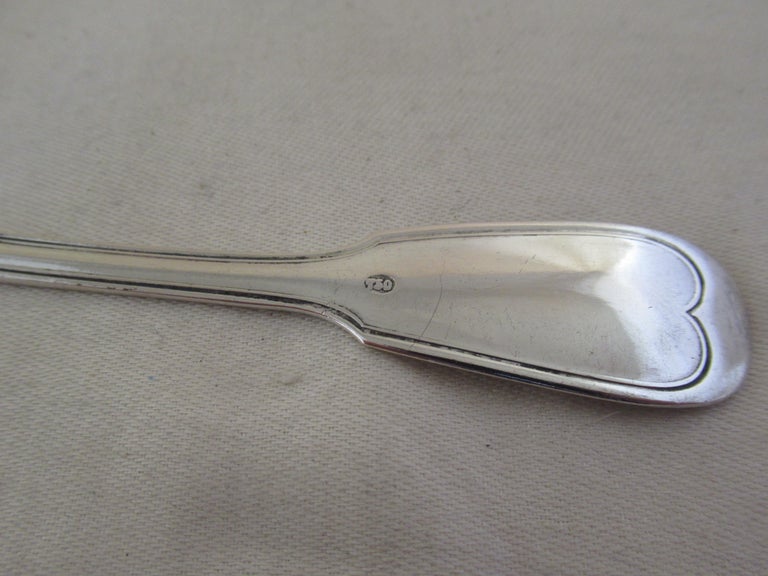 750 Silver Set of 6 Fiddle and Thread Large Teaspoons European For Sale ...