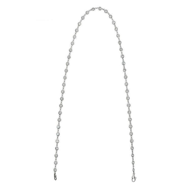 7.55 Carat Diamond by the Yard Necklace G SI 14 Karat White Gold 15 ...